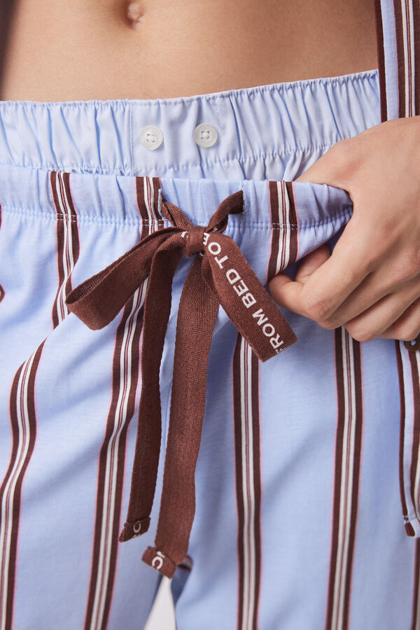 Pijama Camisera Larga 100 Algodón Rayas Piyamas De Mujer