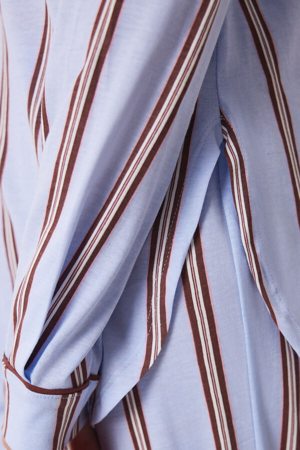 Pijama Camisera Larga 100 Algodón Rayas Piyamas De Mujer