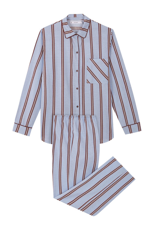 Pijama Camisera Larga 100 Algodón Rayas Piyamas De Mujer