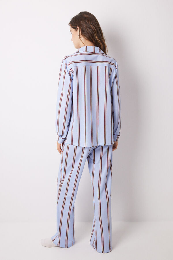 Pijama Camisera Larga 100 Algodón Rayas Piyamas De Mujer