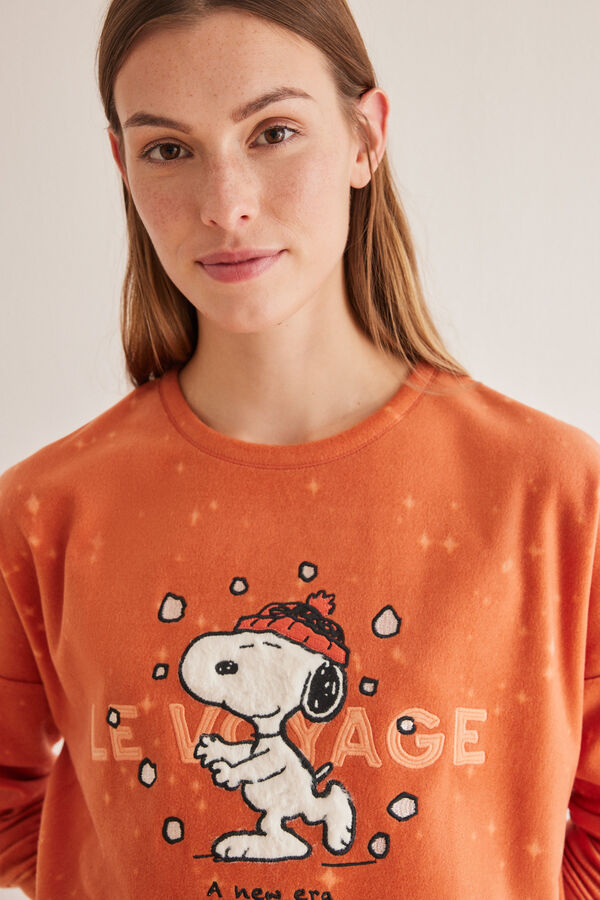 Pijama Polar Snoopy Naranja Ropa De Dormir Y Homewear De Mujer Womensecret Mx