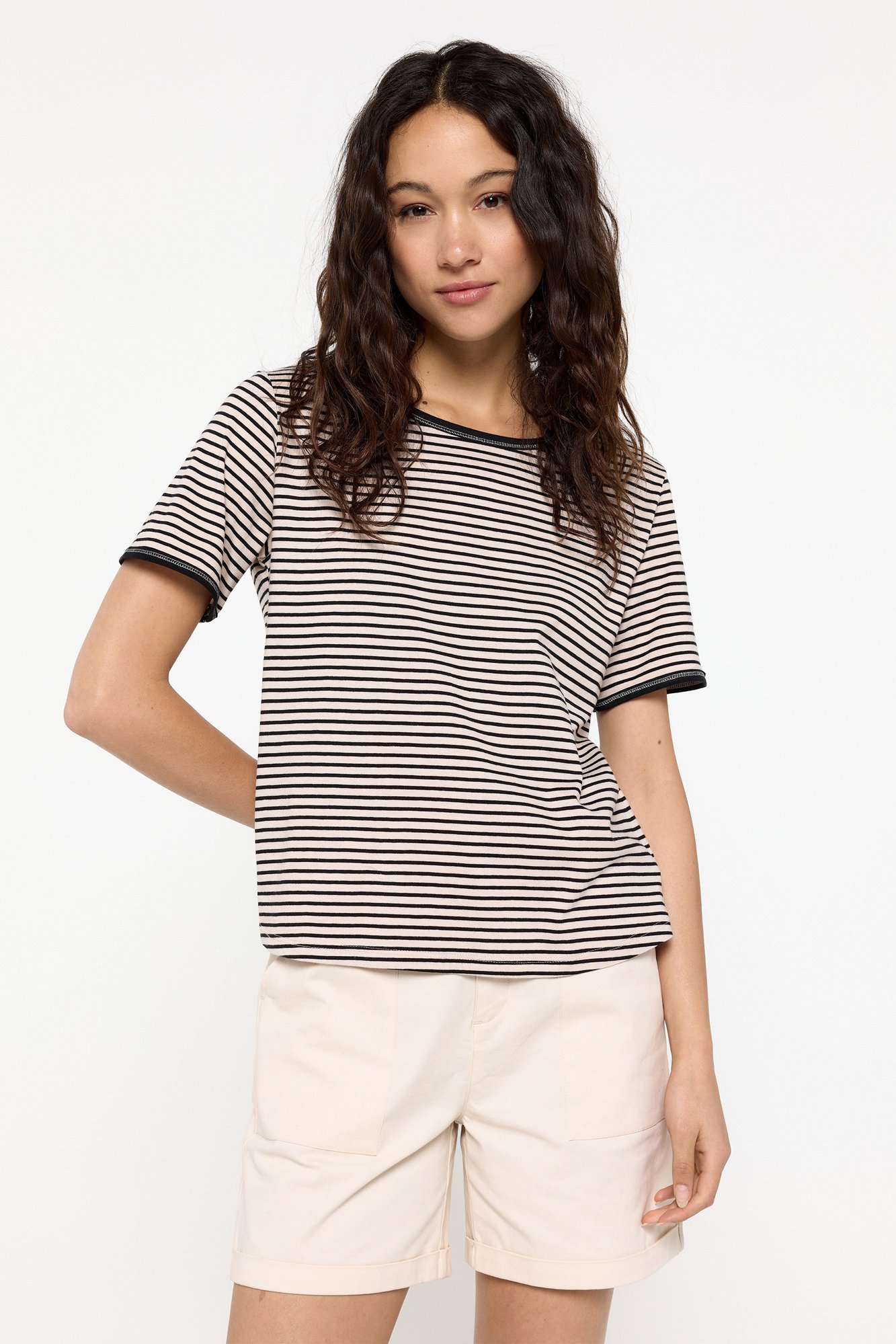 Playera rayas manga corta algodón modal | Playeras de mujer ...