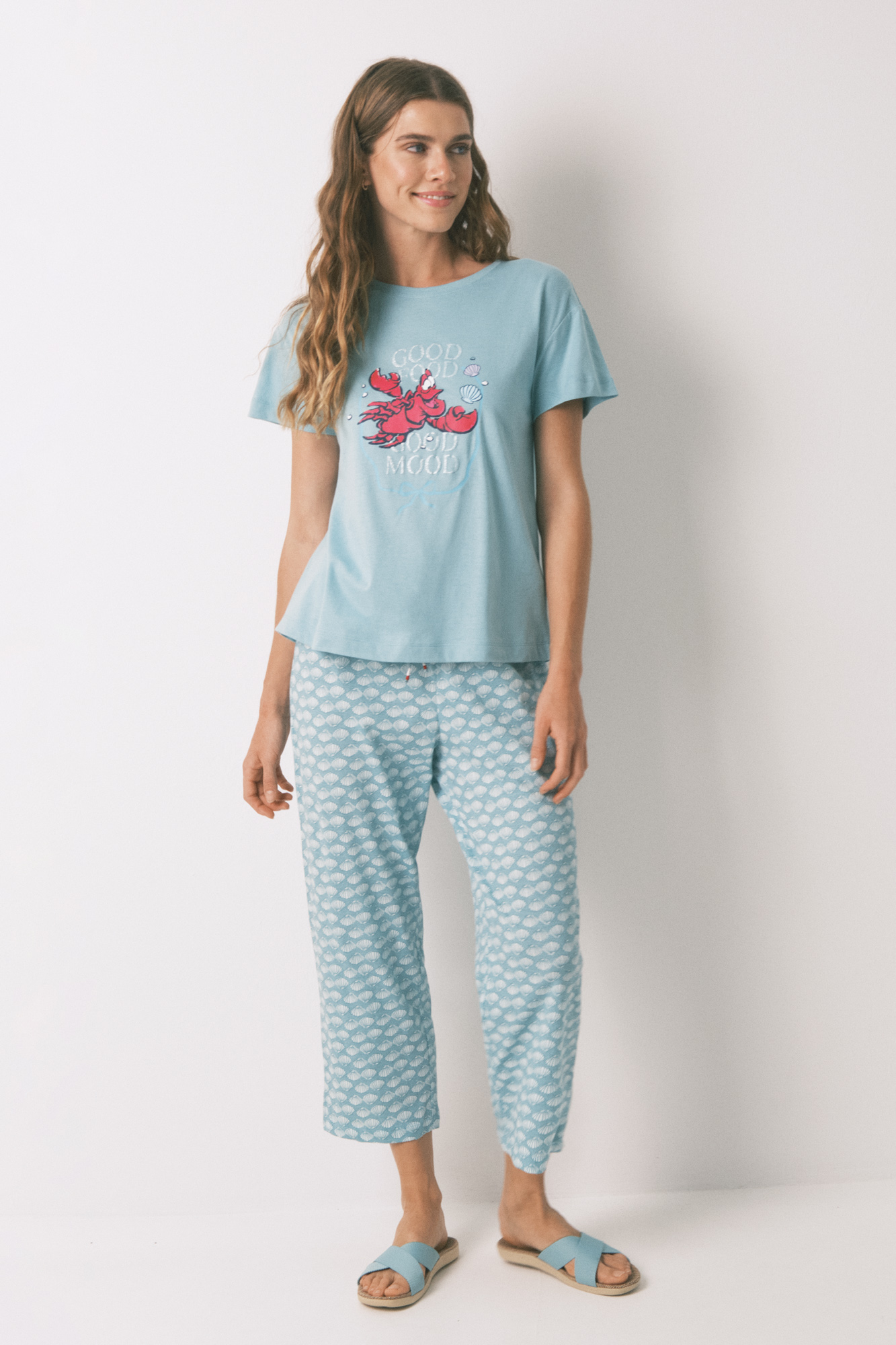 Pijama capri 100% algodón Sebastian Green | Pijamas de mujer ...