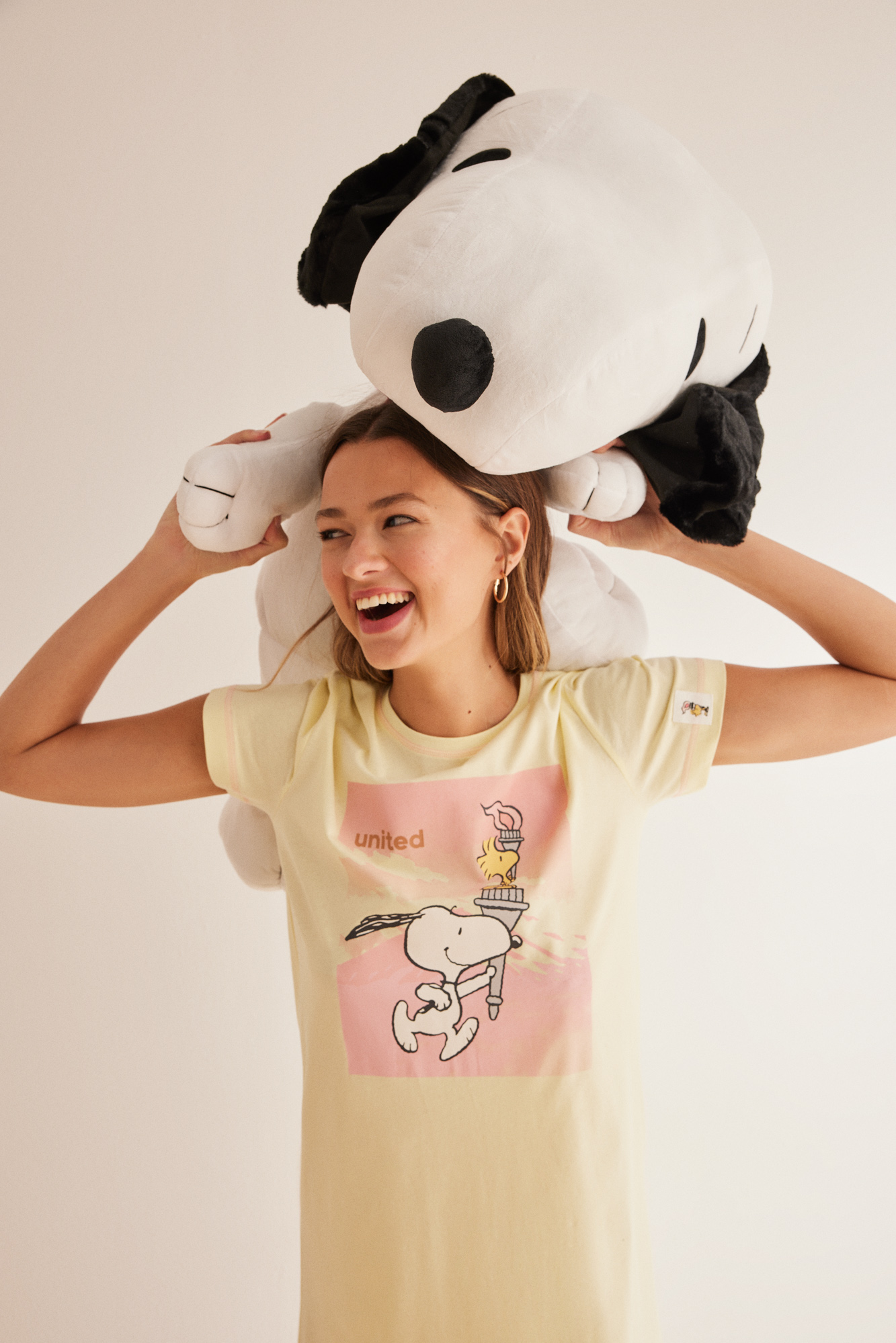 Camisón Midi Algodón Amarillo Snoopy Camisones De Mujer Womensecret Mx